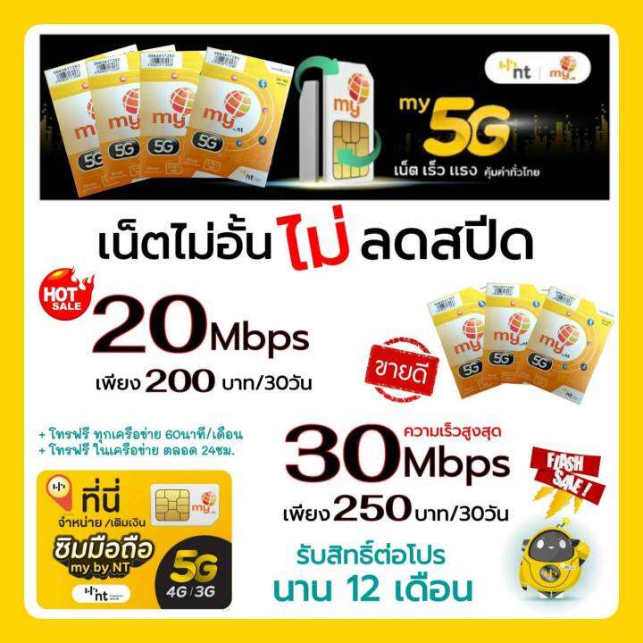 (My5G no.2)ซิมเทพ My5G เล่นเน็ต 30Mbps ไม่ลดสปีด ไม่อั้น เพียง 250 บาท ...