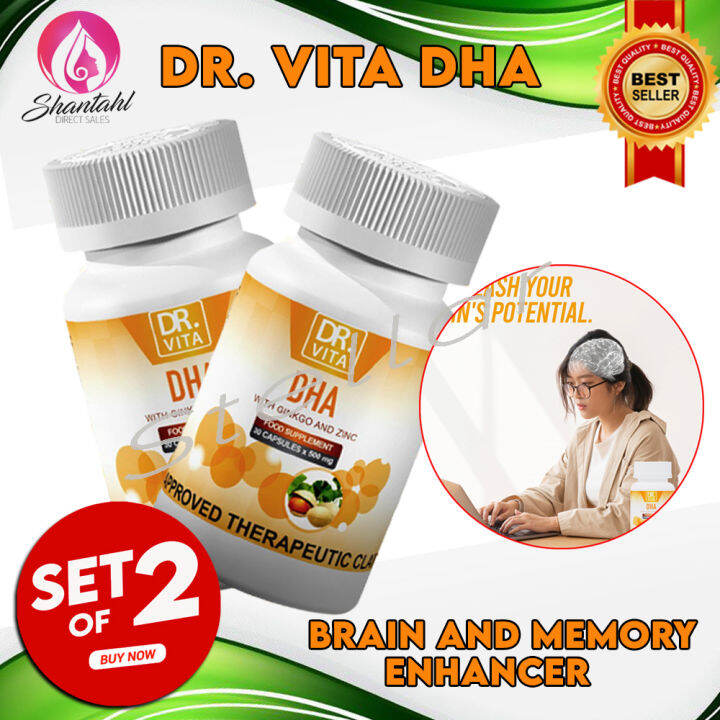 SET OF 2! Dr. Vita DHA with Ginkgo and Zinc (Elderly), Dr. Vita DHA for Adult, Memory Enhancer ...