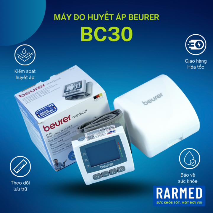 Máy đo huyết áp cổ tay tự động BEURER BC30 nhỏ gọn, thông minh, chính ...