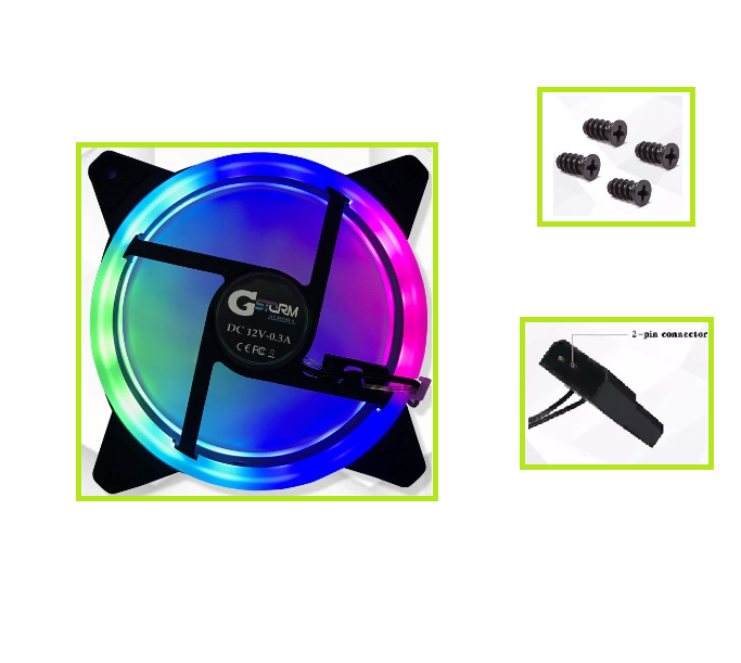 GSTORM Dual Ring AURORA Led fan 120mm PC CPU Computer Case Cooling Fan ...