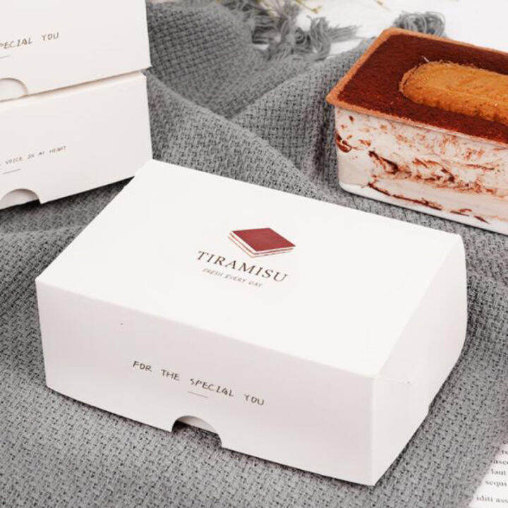 50pcs Tiramisu Box White Paper Cake Gift Box Cardboard Packaging ...