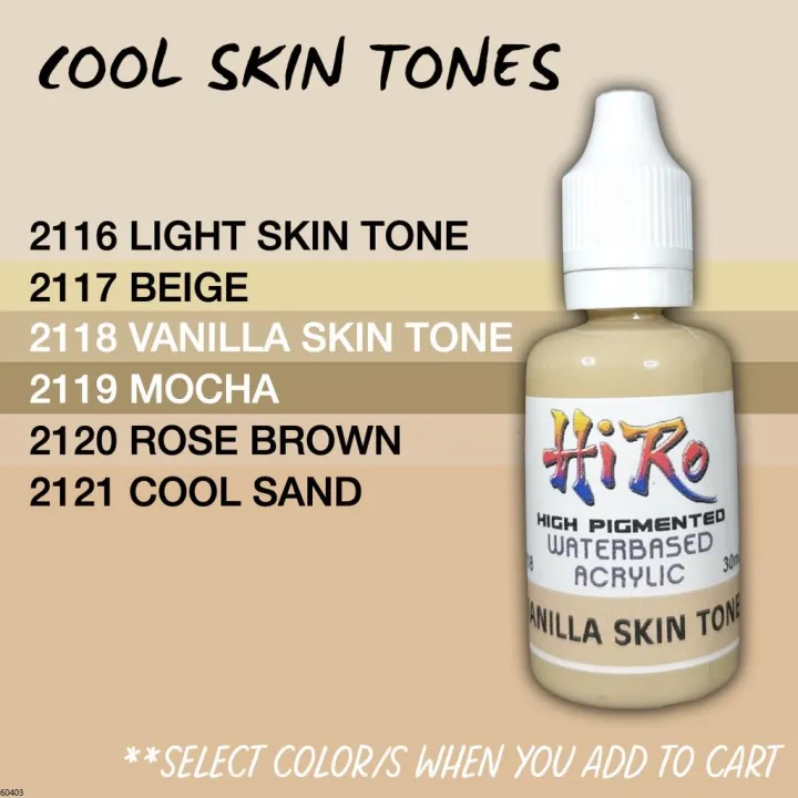 Cool Skin Tone Colors by Hiro Paints Waterbased Acrylic Hobby Paint ...