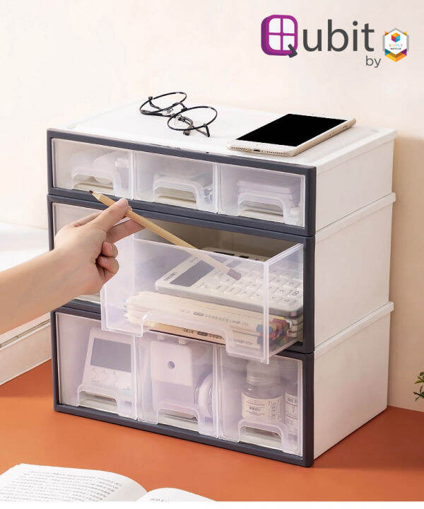 Qubit Level Trio Mini | Transparent Stackable Storage Cabinet Organizer ...