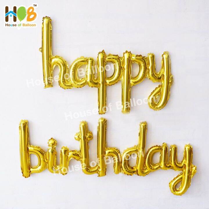 Balon Foil Happy Birthday Tulisan Latin Sambung Cursive | Lazada Indonesia