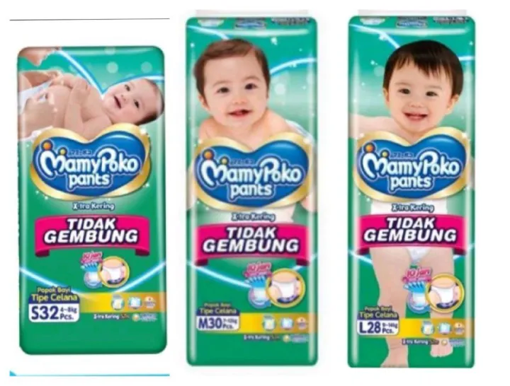 Mamypoko Pants Mamypoko Extra Kering Tidak Gembung S32 M30 L28 Popok Sekali Pakai Popok Mamypoko ...