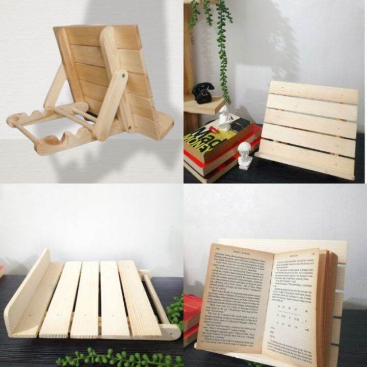♧Wooden Bookstand Tablet Stand Foldable Adjustable Wooden Display ...