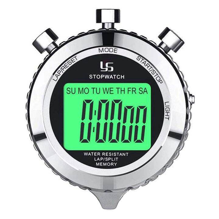 YS Digital Stopwatch Timer Metal Stop Watch with Backlight, 2 Lap Stopwatch Timer for Sports ...