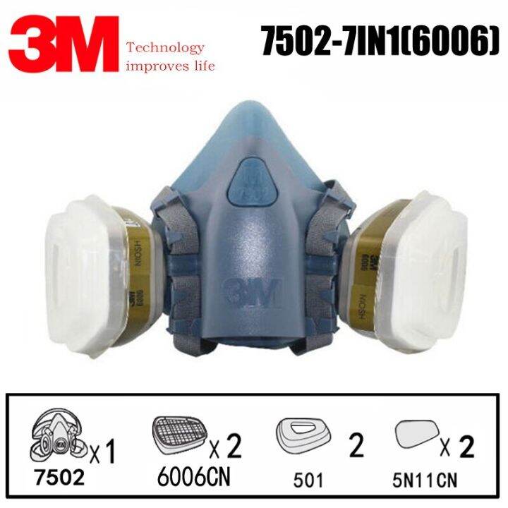 7 In 1 Suit 3M 7502 With 6006 filter Box Anti-organic Vapor chlorine ...