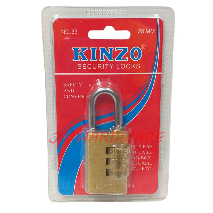 KINZO No.33-28 กุญแจรหัสทองเหลือง 28 มม. กุญแจล็อคตู้ กุญแจล็อกจักรยาน ...