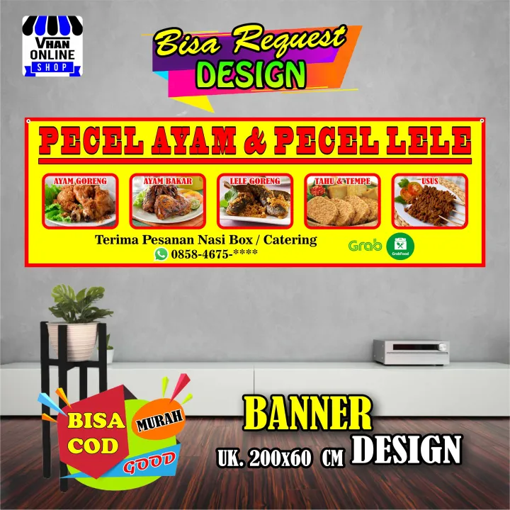 Spanduk Banner Jualan Pecel Ayam dan Pecel Lele Murah Berkualitas ...
