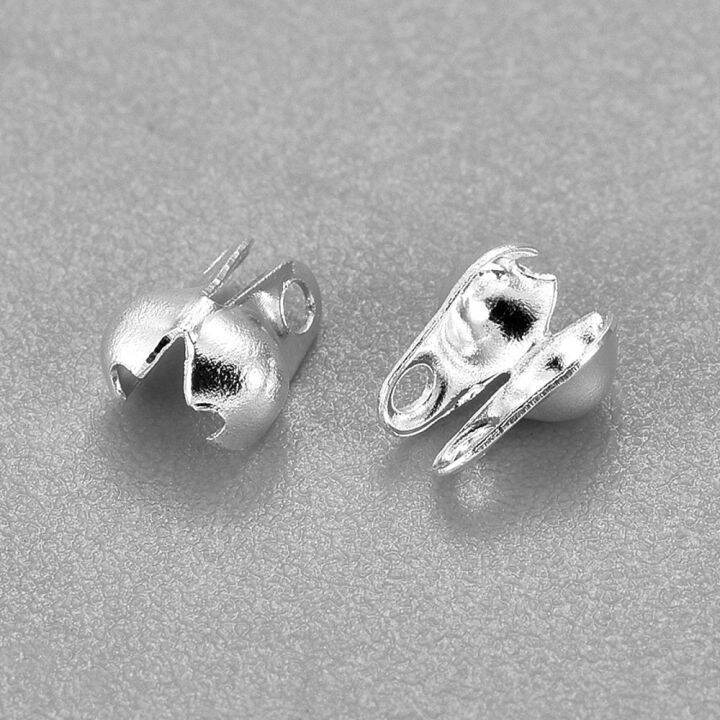 304 Stainless Steel Bead Tips Calotte Ends Clamshell Knot Cover Silver ...