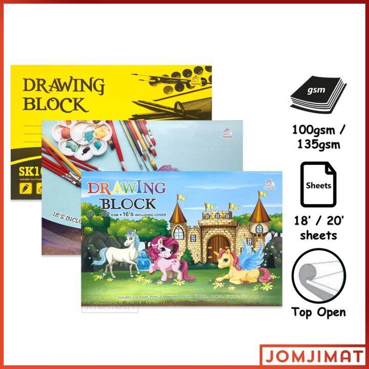 Drawing Block B4 100gsm/135gsm (18' /20'sheets)/ Drawing Book / Art ...