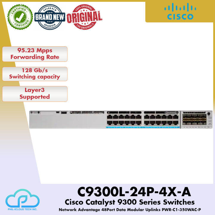 Cisco Catalyst 9300 Series Switch C9300L-24P-4X-A Network Advantage 24 ...