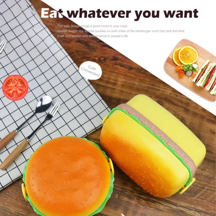 Burger Lunch Box Children School Hamburger Tableware Set Bento Lunchbox ...
