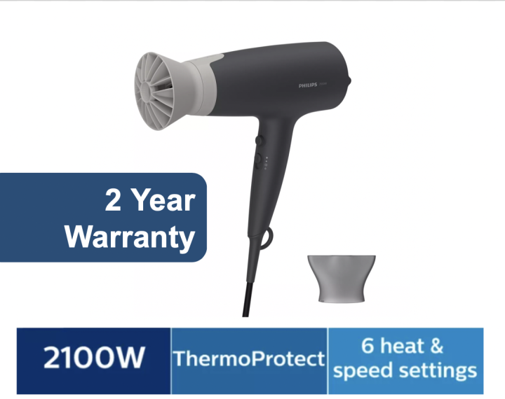 Philips BHD351 Dryer 3000 Thermoprotect Hair Dryer Charcoal/Grey BHD351/13 | Lazada Singapore