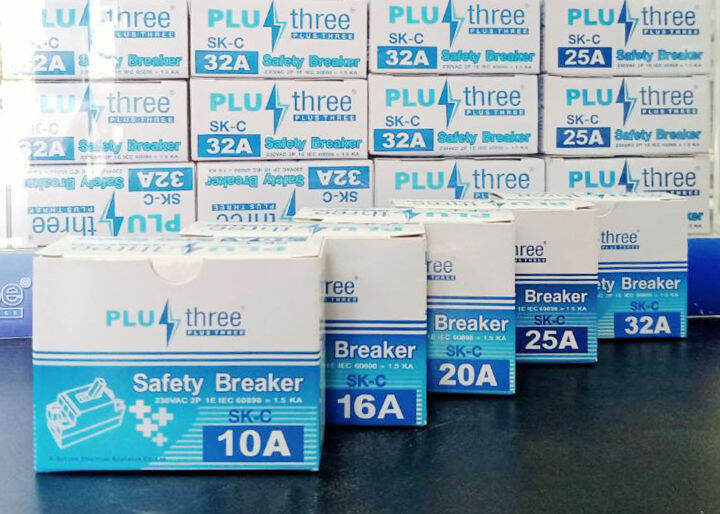 เบรกเกอร์ กันดูด Safety Breaker Plus Three 2P 10a,16a,20a,25a,32a รุ่น SK + กล่องลอย 2P | Lazada ...