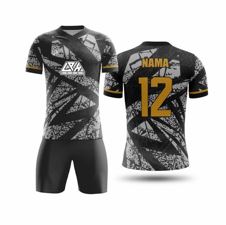 Jersey Futsal Black Pattern Custom Free Name Set | Lazada Indonesia