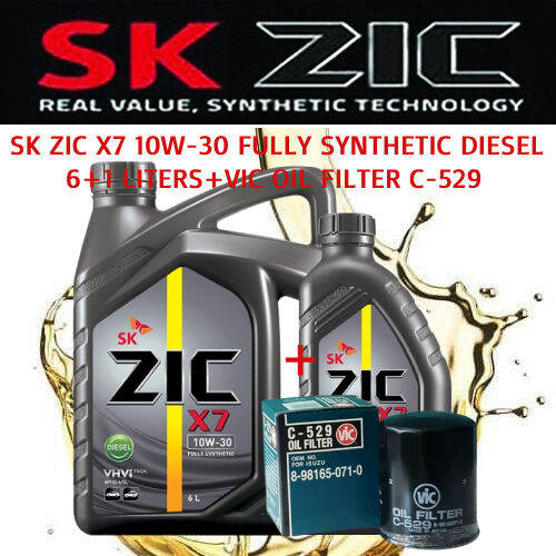 SK ZIC 10W-30 FULLY SYNTHETIC DIESEL 7 LITERS+VIC OIL FILTER C-529 ...