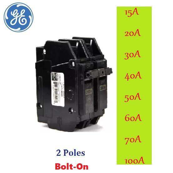 Miniature Circuit Breaker GE Electric Circuit Breaker Bolt-On 2 Poles 15Amp - 100 Amp TQC 15a ...