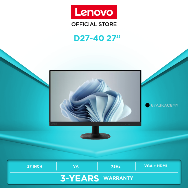 Lenovo D27-40 67A3KAC6MY 67A3KAC6MY 1920x1080 VA Monitor Raven Black ...