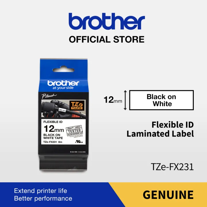 Brother TZe-FX231 / TZe-FX631 Original 12mm P-Touch Cable Wrap Flexible ...