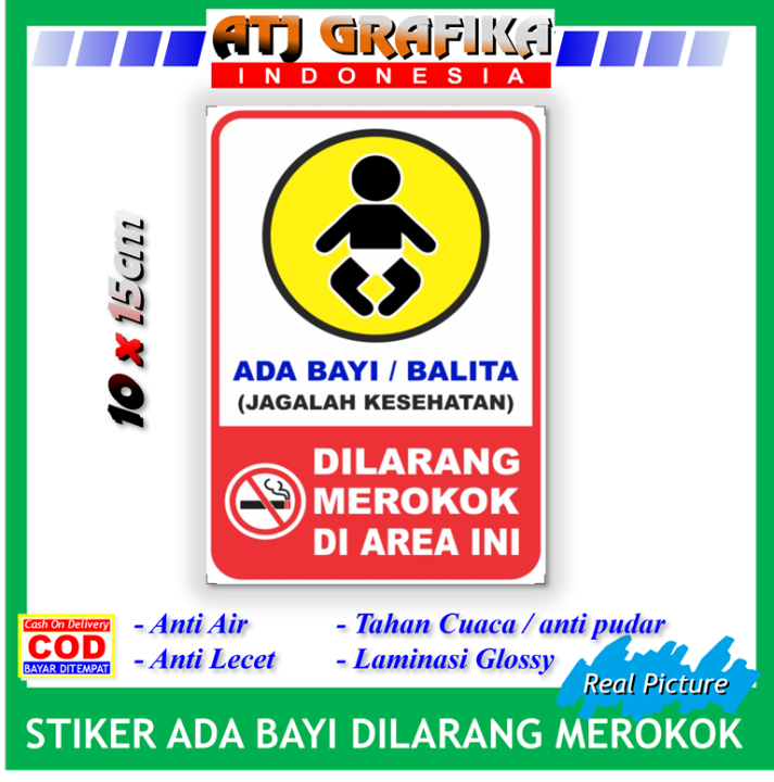Label stiker ada bayi dilarang merokok kesehatan anak sticker bebas ...