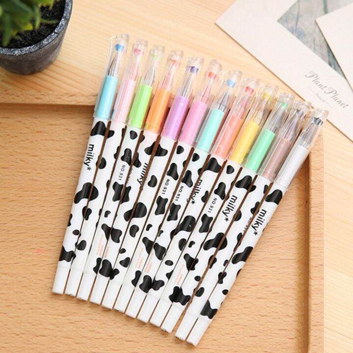 5210A 12Colors/Set เครื่องเขียนสร้างสรรค์ ลายวัววัว ของขวัญสำหรับนักเรียน เครื่องมือสำหรับการ ...