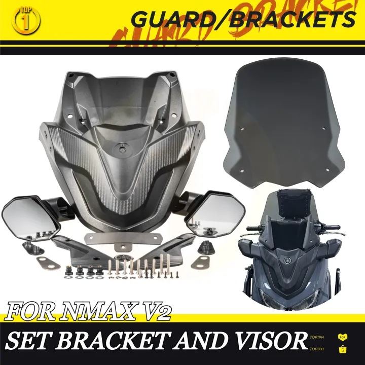 TOP1PH New 1 Set Bracket With Side Mirror And Visor For Yamaha NMAX V2 ...