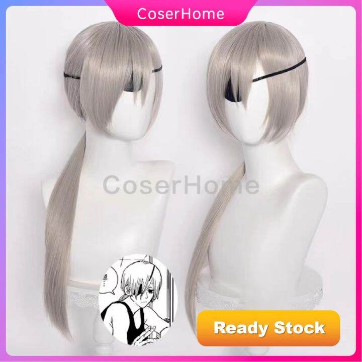 Manmei Chainsaw Man Quanxi Wigs Halloween Cosplay Wigs Silver Gray Long ...
