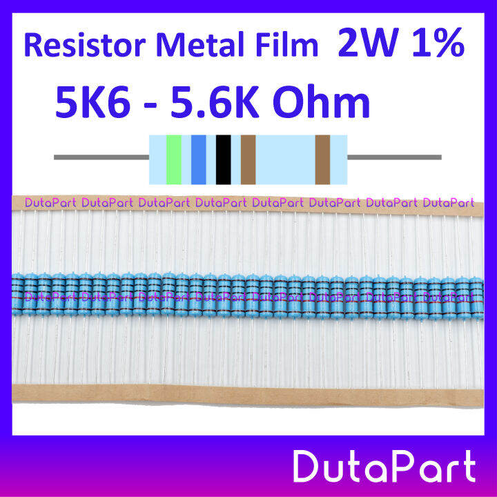 20 PCS Resistor Metal Film 5K6 5.6K Ohm 2W 2Watt 2 Watt Toleransi 1% ...