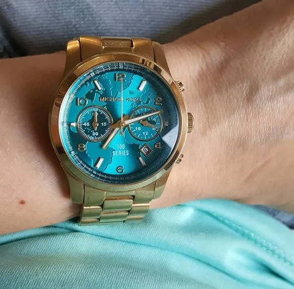 MK5815 Hunger Stop Runway Gold-Tone Stainless Steel Women's Watch ...