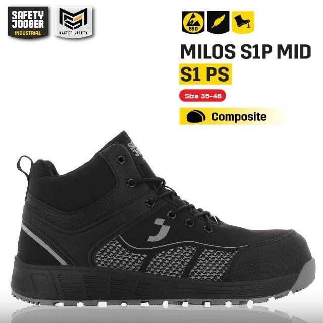 [ของแท้พร้อมส่ง] Safety Jogger รุ่น MILOS S1P MID รองเท้าเซฟตี้ หุ้มข้อ ...