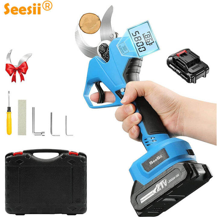 SEESII 21V 40mm Cordless Brushless Electric Pruner Scissors Tree ...