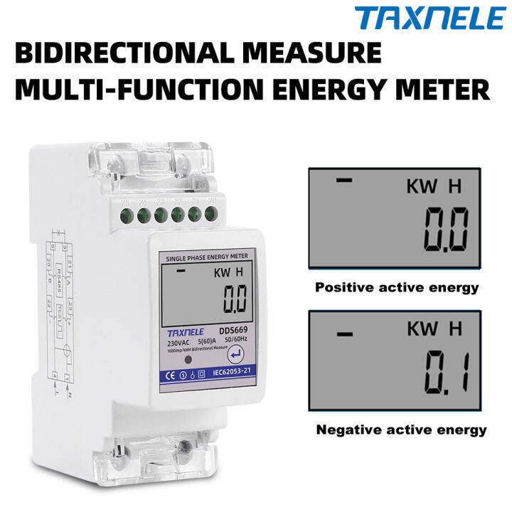 Multifunction 230V 60A Bi-directional Energy Meter Import Export KWH Solar PV Power Voltage ...