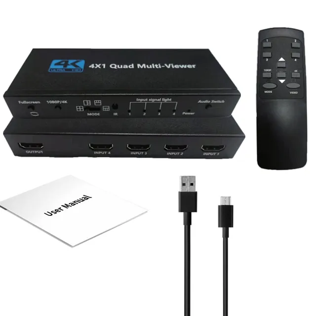 HDMI Multiviewer 4K 4X1 HDMI Quad Viewer 4 In 1 HDMI Multi-Viewer Seamless Hdmi Switcher Switch ...