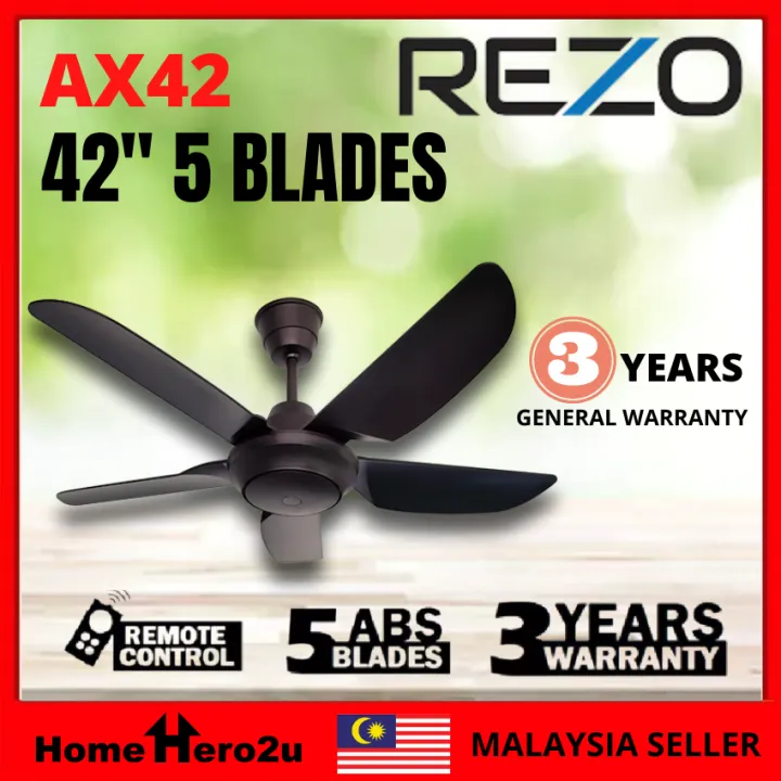 Rezo AX42 5 SPEED Remote Control Ceiling Baby Fan 42 inch 5 Blades deka ...