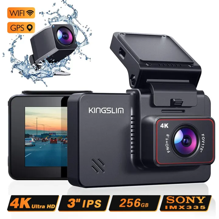 Kingslim D4 4K Dual Dash Cam with Built-in Wi-Fi GPS, Front 4K/2.5K ...