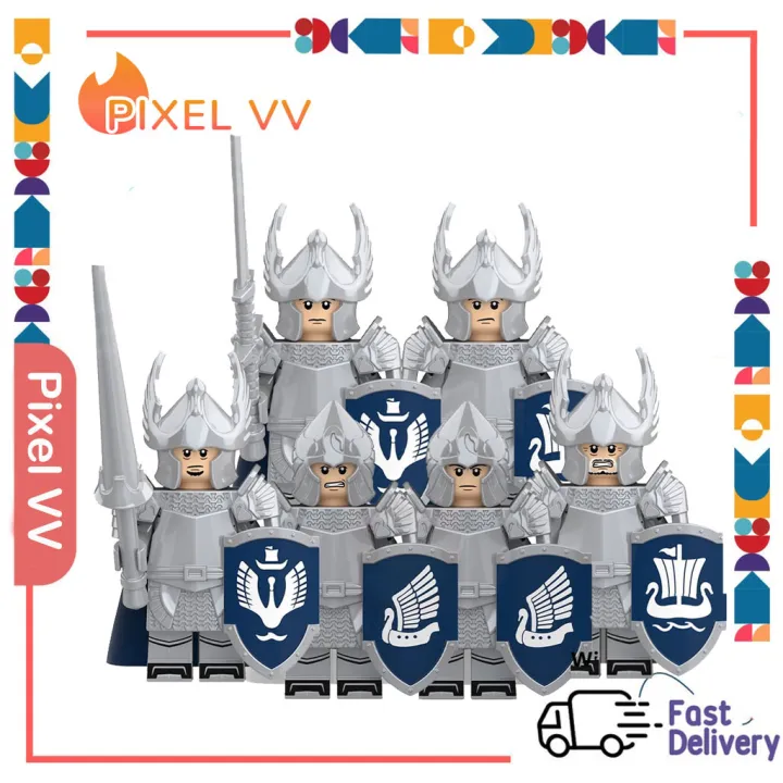 Silver Soldiers Knights Minifigures Legion Knight Building Blocks Toys ...