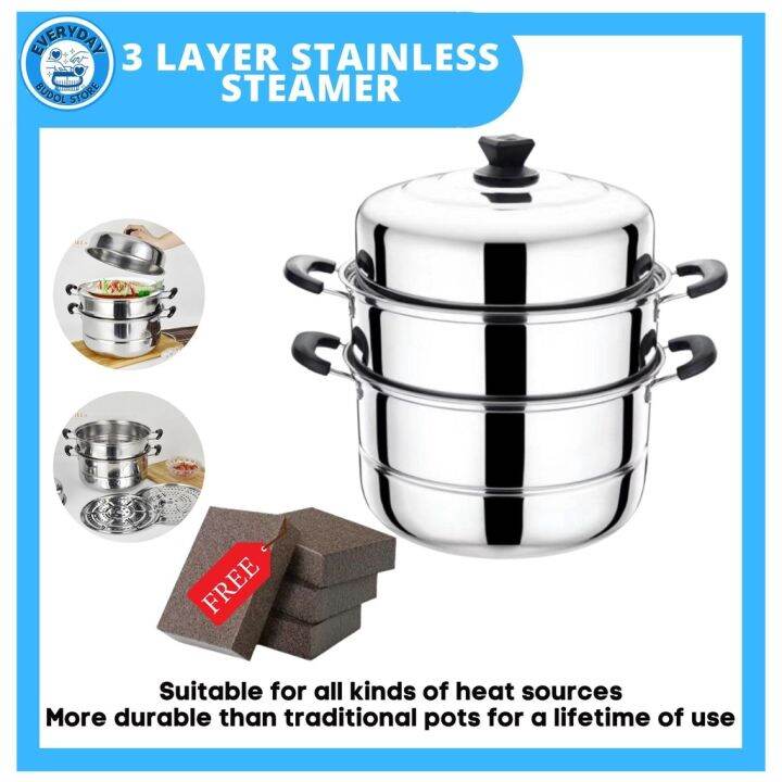 [Hot sales]¤∋ Original 3 Layers Stainless Steel Steamer Cookware Multi ...