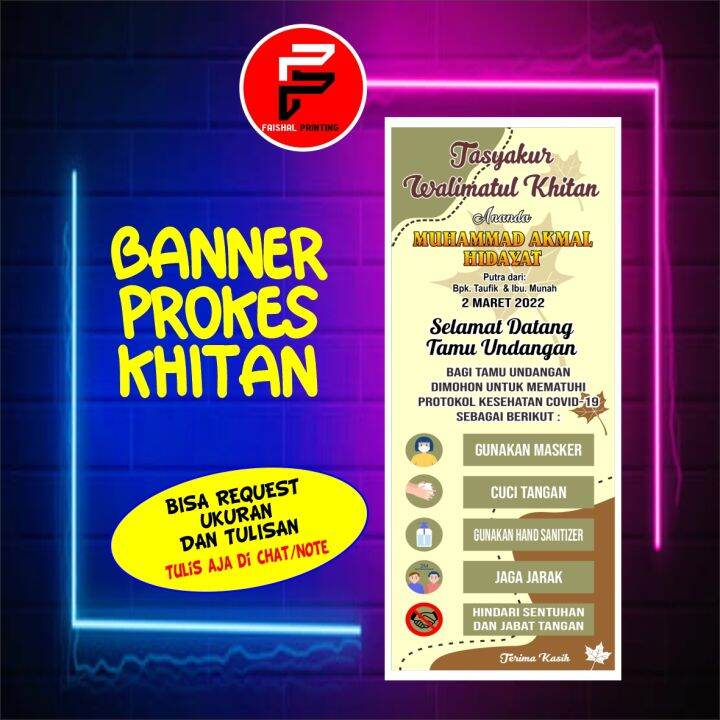 Banner Prokes Khitanan / Spanduk Prokes Khitan / Spanduk Custom Ukuran ...