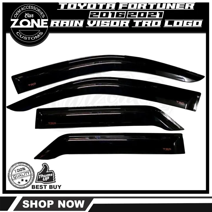 TRD Rain Guard Window Door Visor for Toyota Fortuner 2016-2021 (BLACK ...