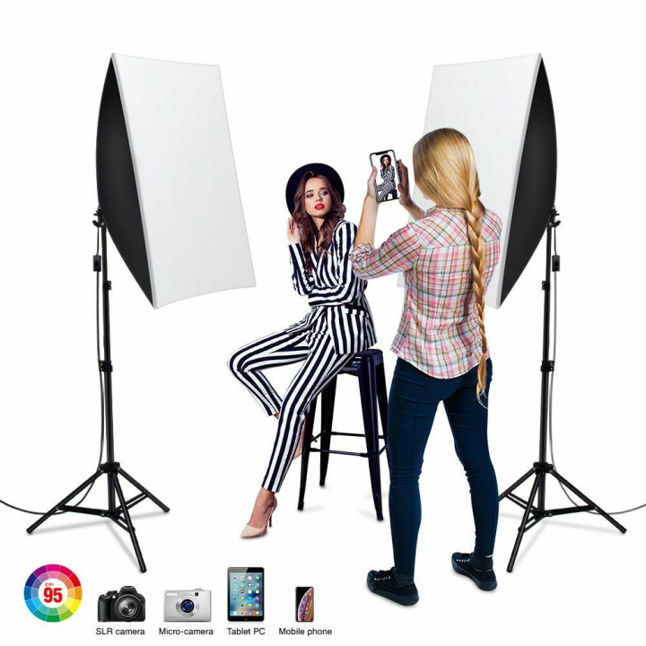 2PCS studio kit 50X70 Cm lighting soft box, with E27 150W bulb, 2M ...