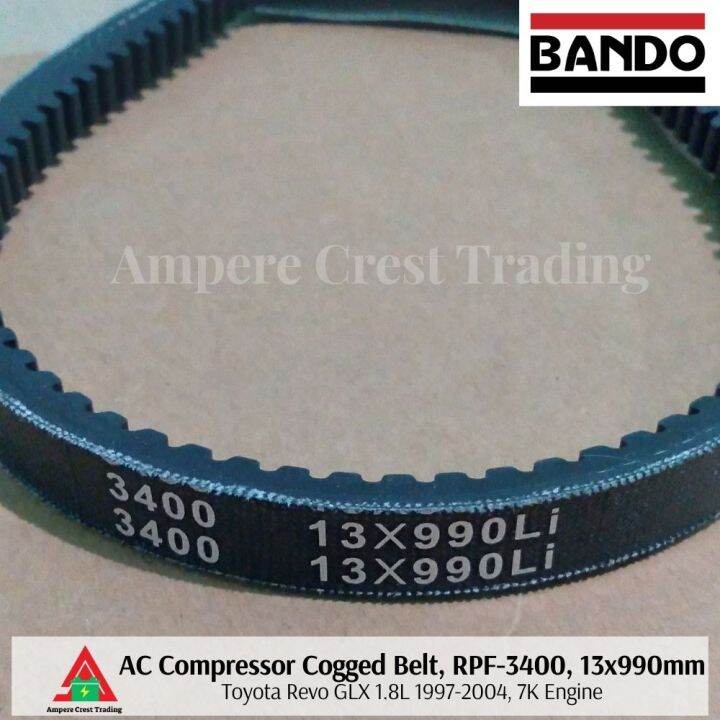 Bando AC Compressor Belt RPF-3400 for Toyota Revo GLX 1.8L 1997-2004, 7K Engine (RPF3400 ...