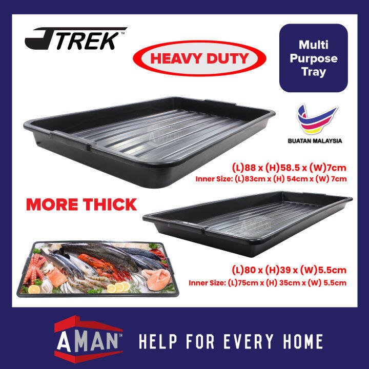 TREK Multi Purpose Tray Black Stall Tray Vegetable Fruit Tray Car Rear Boot Tray Food Fish Tray ...