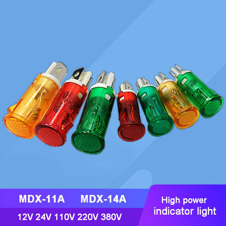 10ชิ้น10มม. MDX-11A 12.5มม. MDX-14A 12V 24V 110V 220V 380V แสงนำทางไฟ ...