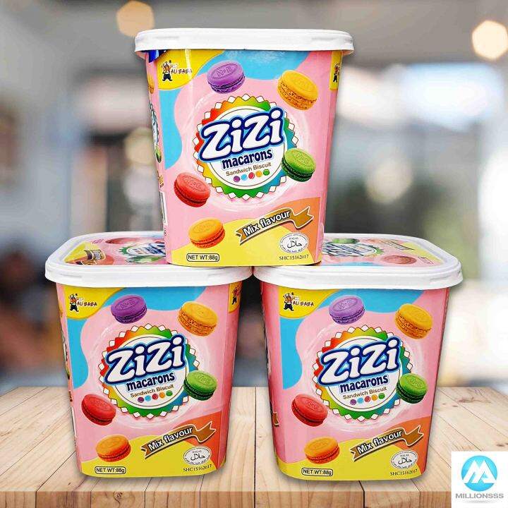 ZiZi Macarons sandwich Biscuit มาการองจิ๋ว 88 กรัม ขนมนำเข้า | Lazada.co.th