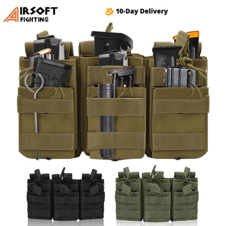 Tactical Molle Triple Magazine Pouch Double-Layer Mag Pouches Universal ...
