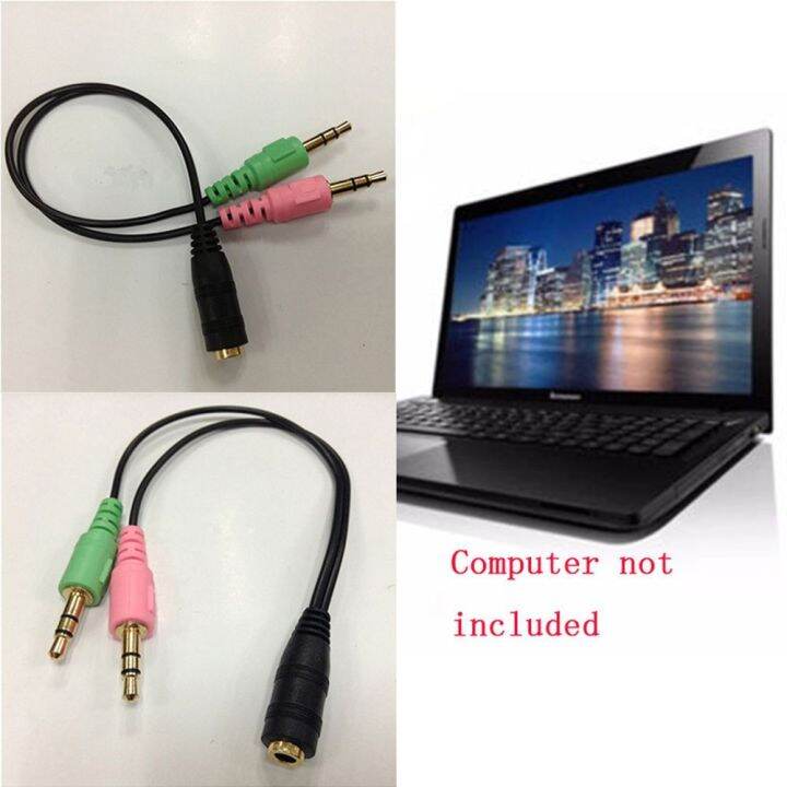 EL TRONICS Stereo Flat PC 3.5mm Splitter Headphone Mic Cable Female To ...