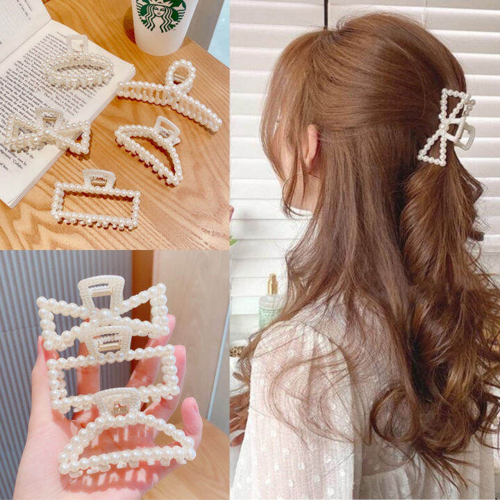 Jepit Rambut Mutiara Jedai Klip Korea Claw Clip Hair Cantik Impor Murah ...
