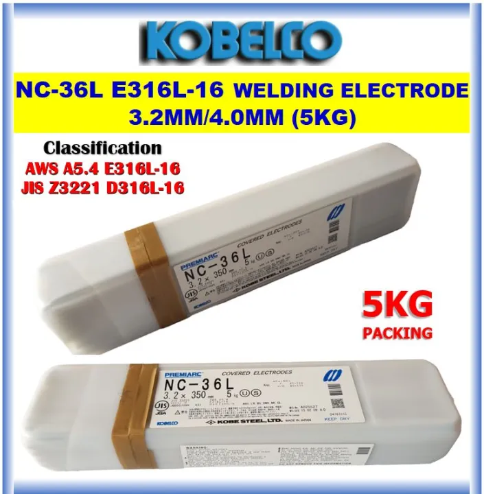KOBELCO WELDING ELECTRODE NC36L ( NC-36L ) E316L-16 (2.6MM) X 2KG /(3.2MM)/(4.0MM) X 5KG | Lazada